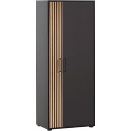Aktenschrank Welltime "Hank, Aktenschrank, Made in Germany, B: 65 cm", schwarz (schwarzmatt, akustikprint), B:65,1cm H:163,6cm T:41cm, FSC-zertifizierter Holzwerkstoff, Schr&auml;nke, Solide Verarbeitung - Dieses Produkt ist in Deutschland gefertigt