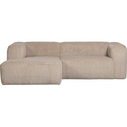 Ecksofa Woood "Bean Ripsbezug vollst&auml;ndig bezogen, H 73 x B 254 x T 175 cm", beige (travertin), B:254cm H:73cm T:178cm, Sofas, Ecksofa, Links, Tragkraft 100 kg pro Sitzplatz, Gute Verschlei&szlig;festigkeit