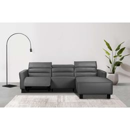 Ecksofa OTTO HOME "Carpari, L-Form, 263 cm, manuelle o. elektrische Relaxfunktion", grau, B:263cm H:97cm T:179cm, Sofas, Ecksofa, USB A/C und Kopfteilverstellung