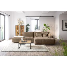 Ecksofa Musterring "Lucia modern und bequem, Breite 330cm, L-Form", braun (messing), B:330cm H:81cm T:190cm, 100% Polyester, Sofas, Ecksofa, verschiedene Farben, gro&szlig;er Longchair mit Armlehne, B330 x T190 cm