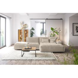 Ecksofa Musterring "Lucia modern und bequem, Breite 330cm, L-Form", silber, B:330cm H:81cm T:190cm, 100% Polyester, Sofas, Ecksofa, verschiedene Farben, gro&szlig;er Longchair mit Armlehne, B330 x T190 cm