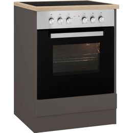 Herdumbauschrank KOCHSTATION "KS-Virginia,neu in verbesserter Ausf&uuml;hrung", grau (grau hochglanz), B:60cm H:85cm T:60cm, Holzwerkstoff, Schr&auml;nke, Herdumbauschrank, Breite 60 cm, H&ouml;he 85 cm, Nische f&uuml;r Ofen B/H/T: 56/59/55 cm
