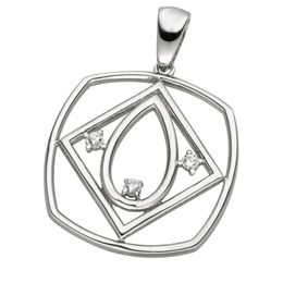 Kettenanh&auml;nger Jobo "Fantasie Anh&auml;nger 25 mm", silber 925, wei&szlig;, Schmuckanh&auml;nger, Damen, Silber 925 (Sterlingsilber), Kettenanh&auml;nger, 925 Silber rhodiniert mit 3 Zirkonia