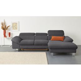 Ecksofa COTTA "Driver L-Form, B: 268 cm", fango, B:268cm H:73cm T:169cm, LEDER BEEFY (ein abgedecktes Spalt-Rindsleder) im Sitz und R&uuml;cken (Korpus in Kunstleder);Luxus-Kunstleder;Kunstleder SOFTLUX;Leder Pampas (echtes Rindsleder), R&uuml;ckseite mit schwarzem Spannstoff bezogen, Sofas, Ecksofa, Kopfteilverstellung, optional Bettfunktion & Bettkasten
