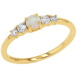Fingerring Amor "2037252/-53/-54/-55/-56" Gr. 54, gold (gelbgoldfarben, wei&szlig;, kristallwei&szlig;), Fingerringe, Damen, 54, Silber 925 (Sterlingsilber), 1,4mm, Fingerring, Opal (synth.), Zirkonia (synth.)