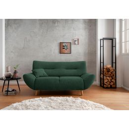 2-Sitzer Home Affaire "Drago, komfortable Wellenunterfederung, Breite 173cm, bodenfrei", gr&uuml;n (moosgr&uuml;n), B:173cm H:81cm T:90cm, 100% Polyester, Sofas, frei im Raum stellbar, inkl. 1 Zierkissen