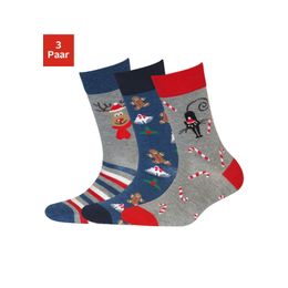 H.I.S. Socken H.I.S "Lustige Str&uuml;mpfe f&uuml;r Frauen, atmungsaktive Baumwolle Winter Geschenk", Damen, Gr. 39-42, bunt (jeans, grau, rot, gemustert), Baumwolle, Baumwollmischung, Elasthan, Polyamid, gemustert, lustiges Design, elastisch, Socken Socken, mit Weihnachts-Design