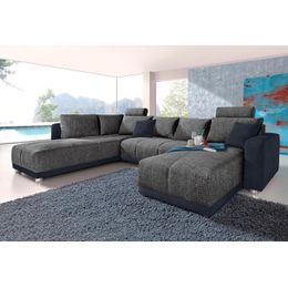 Jockenh&ouml;fer Wohnlandschaft JOCKENH&Ouml;FER GRUPPE "Orlando U-Form, B: 337 cm, Liegefl. 135x305 cm", schwarz, B:337cm H:69cm T:180cm, Struktur Farbe petrol: 87% Polyester, 13% Polyacryl;Struktur Farbe greige: 45% Polyacryl, 35% Polyester, 20% Baumwolle;Luxus-Microfaser ALCATOP (100% Polyester) / Struktur (s. u.) Kunstleder SOFTLUX / Struktur (s.u.);Struktur: alle restlichen Farben, au&szlig;er greige + petrol: 65% Polya