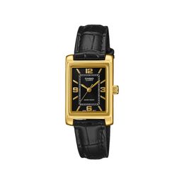 Quarzuhr, schwarz, CASIO TIMELESS COLLECTION, Armbanduhren, Damen, Quarzuhr, Armbanduhr, Damenuhr, Lederarmband, analog
