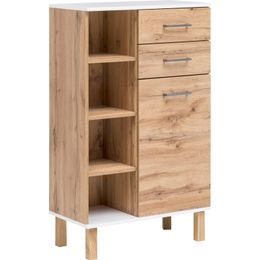 Midischrank Schildmeyer "Wido", braun (eichelandhausfarben, wei&szlig;), B:67cm H:114,5cm T:35cm, FSC-zertifizierter Holzwerkstoff, Schr&auml;nke, Midischrank, Solide Verarbeitung - Dieses Produkt ist in Deutschland gefertigt