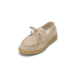Marc O'Polo Sneaker MARC O'POLO "im Bootschuh-Stil", Damen, Gr. 39, linen beige, Obermaterial: 100% Leder, unifarben, Schuhe Sneaker