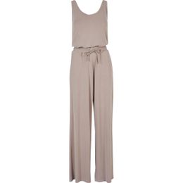 Urban Classics Damen Jumpsuit "Urban Classics Damen Ladies Long Sleevless Modal Jumpsuit", beige, Gr. XXXL, unifarben, 77% Modal, 23% Polyester,