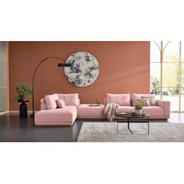 Wohnlandschaft Musterring "JustB PM200 bequem, wahlw. Sitzvorzug, Breite 395cm, Holzsockel", rosewood, B:395cm H:78cm T:202cm, 100% Polyester, Sofas, Wohnlandschaft, Anreihsofa Armlehne rechts, Eckteil links und Hocker. Ohne Sitzvorzug