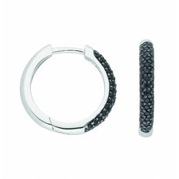 Adelia&acute;s Paar Creolen ADELIA&acute;S "18,4 mm ⌀ Creolen Ohrringe 925 Silber mit Zirkonia", schwarz (silber), Ohrringe, Damen, Damen, Silber 925 (Sterlingsilber), Silberohrringe