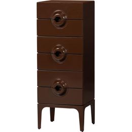 Nachtkonsole Woood "Merge Eukalyptusholz mit Metallbeinen, H 120 x B 44 x T 45 cm", rot, B:44cm H:120cm T:45cm, FSC-zertifiziertes teilmassives Holz, Sideboards, Nachtkonsole, Tragkraft 10 kg pro Auszug, einzigartiger Griff, montiert geliefert