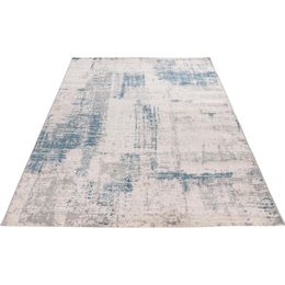 Teppich Obsession "My Salsa 690", blau, B:80cm H:8mm L:150cm, Polypropylen (PP), Teppiche, Teppich, Kurzflor, modernes & abstraktes Design, Used-Look, 3D-Effekt