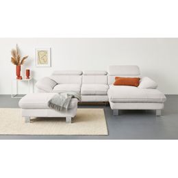 Ecksofa COTTA "Driver L-Form, B: 268 cm", wei&szlig;, B:268cm H:73cm T:169cm, LEDER BEEFY (ein abgedecktes Spalt-Rindsleder) im Sitz und R&uuml;cken (Korpus in Kunstleder);Luxus-Kunstleder;Kunstleder SOFTLUX;Leder Pampas (echtes Rindsleder), R&uuml;ckseite mit schwarzem Spannstoff bezogen, Sofas, Ecksofa, Kopfteilverstellung, optional Bettfunktion & Bettkasten