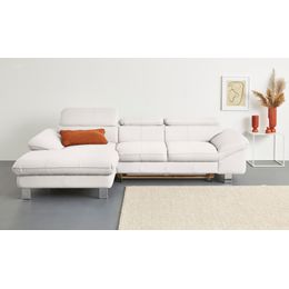Ecksofa COTTA "Driver L-Form, B: 268 cm", wei&szlig;, B:268cm H:73cm T:169cm, LEDER BEEFY (ein abgedecktes Spalt-Rindsleder) im Sitz und R&uuml;cken (Korpus in Kunstleder);Luxus-Kunstleder;Kunstleder SOFTLUX;Leder Pampas (echtes Rindsleder), R&uuml;ckseite mit schwarzem Spannstoff bezogen, Sofas, Ecksofa, Kopfteilverstellung, optional Bettfunktion & Bettkasten