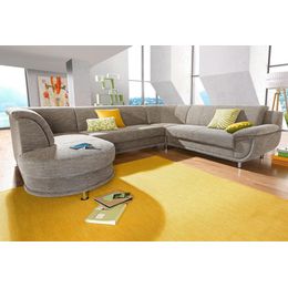 Wohnlandschaft Trendmanufaktur "Rondo, wahlweine mit Federkern, Breite 320cm, U-Form", beige (sand, beige), B:320cm H:85cm T:94cm, Softlux-Kunstleder;Primabelle-Microfaser;NaturLeder (handschuhweiches Rindsleder in Sitz und R&uuml;cken mit SOFTLUX-Kunstleder als Korpus-Bezug);Struktur (23% Polyacryl, 77% Polyester), Sofas, Wohnlandschaft, inkl.Federkern, wahlweise mit Bettfunktion