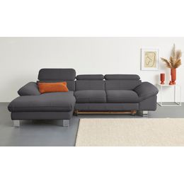 Ecksofa COTTA "Driver L-Form, B: 268 cm", fango, B:268cm H:73cm T:169cm, LEDER BEEFY (ein abgedecktes Spalt-Rindsleder) im Sitz und R&uuml;cken (Korpus in Kunstleder);Luxus-Kunstleder;Kunstleder SOFTLUX;Leder Pampas (echtes Rindsleder), R&uuml;ckseite mit schwarzem Spannstoff bezogen, Sofas, Ecksofa, Kopfteilverstellung, optional Bettfunktion & Bettkasten
