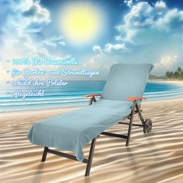 Strandtuch Kinzler "Frottee-Liegenbezug, 100% Baumwolle, Schonbezug f&uuml;r Gartenliegen", blau (aqua), B:78cm L:200cm, Walkfrottee, Baumwolle, Handt&uuml;cher, Liegen-Handtuch, Uni Farben, 78x200 cm, auch als 2er Set