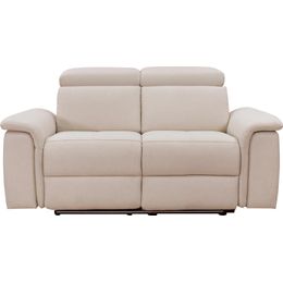2-Sitzer Home Affaire "Pareli 172cm, manuelle u. elektr. Relaxfunktion", beige (creme), B:172cm H:98cm T:142cm, Webstoff (95% Polyester 5%Nylon), Sofas, USB, Kopfteil-Verstellung, LED, in Echtleder, Kunstleder, Web