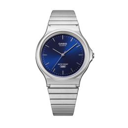 Quarzuhr, edelstahlfarben, blau, CASIO TIMELESS COLLECTION, Armbanduhren, Damen, Quarzuhr, Armbanduhr, Damenuhr, Edelstahlarmband, analog