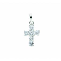 Adelia&acute;s Kreuzkette ADELIA&acute;S "Halskette - Kreuzkette mit Kreuz Anh&auml;nger mit Zirkonia aus 925", silber, Halsketten, Damen, Silber 925 (Sterlingsilber), Kreuzkette, Schmuckset mit bis 45 cm stufenlos verstellbarer 925 Silber Halskette