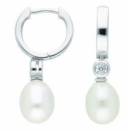 Adelia&acute;s Paar Creolen ADELIA&acute;S "14,5 mm ⌀ Creolen Ohrringe 925 Silber mit Zirkonia", wei&szlig; (silber), Ohrringe, Damen, Damen, Silber 925 (Sterlingsilber), Silberohrringe