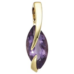 Kettenanh&auml;nger Jobo "Anh&auml;nger mit Amethyst 19 mm", gelb (lila, lila), Schmuckanh&auml;nger, Damen, Gelbgold 585, Kettenanh&auml;nger, 14 Karat 585 Gold