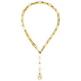Kette ohne Anh&auml;nger Jobo "Paperclip variabel 7 mm", goldfarben, Halsketten, Damen, Edelstahl, L: 55, Edelstahl goldfarben beschichtet 55 cm