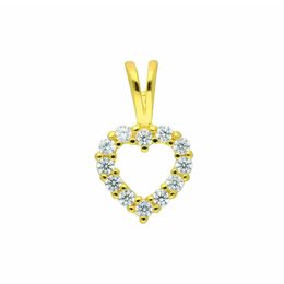 Adelia&acute;s Herzkette ADELIA&acute;S "Halskette - Herzkette mit Anh&auml;nger Herz mit Zirkonia aus 925", gold (vergoldet), Halsketten, Damen, Silber 925 (Sterlingsilber), Herzkette, Schmuckset mit bis 45 cm stufenlos verstellbarer 925 Silber Halskette