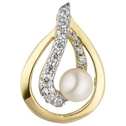Perlenanh&auml;nger Jobo "Anh&auml;nger mit Perle", gelb (gelbgold 375), Schmuckanh&auml;nger, Damen, Gelbgold 375 Perlen, Gelbgold 375, Perlen, 9 Karat 375 Gold