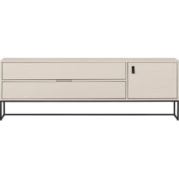 Lowboard Woood "Silas FSC-holz geb&uuml;rstet mit Ledergriffen, H 61 x B 180 x T 44 cm", wei&szlig;, B:180cm H:61cm T:44cm, Holzwerkstoff, Sideboards, Lowboard, Kiefernholz, Metallgestell, Kabel&ouml;ffnung, Schutzlackiert