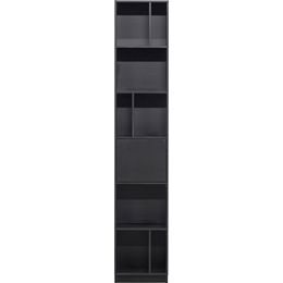 B&uuml;cherregal Woood "Finca FSC-Kiefernholz mit Druckmechanismus H 210 x B 40 x T 40 cm", schwarz, B:40cm H:210cm T:40cm, Holzwerkstoff, Regale, B&uuml;cherregal, Tragkraft 10 kg pro Boden, schwebende Optik, Einfach zu montierbar
