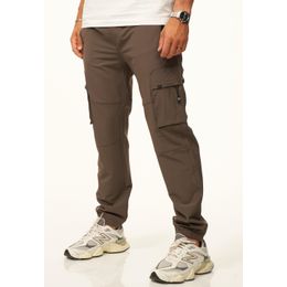 Cargohose Soulstar "als Tech-Pants mit Cargo Taschen - Freizeithose", Herren, Gr. M, Einheitsgr&ouml;&szlig;e, braun (coffee), Obermaterial: 95% Polyester PES. 5% Elasthan EL., Hosen Cargohose, Herren Jogger-Hose Jeans mit Gummibund & Tunnelzug Outdoorhose
