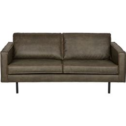 2,5-Sitzer Woood "Rodeo Bezug mit Zickzack-Federung, Metallbeine, H 85 x B 190 x T 86 cm", gr&uuml;n (dunkelgr&uuml;n), B:190cm H:85cm T:86cm, Sofas, Recycling-Lederfaser-Verbundstoff, Tragkraft 200 kg, pfleigleicht