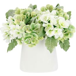 Kunstblume OTTO HOME "Hortensienbusch", wei&szlig;, gr&uuml;n, B:30cm H:30cm, Keramik, Kunststoff, Polyester, Kunstpflanzen, In Keramikvase