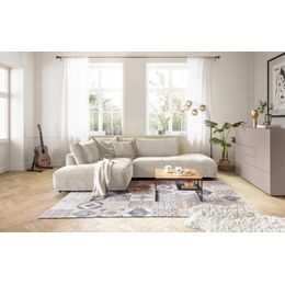 Ecksofa Musterring "Lucia bequem, elegant & zeitlos, elegante Sofa ohne Armlehnen", beige (nature), B:304cm H:81cm T:224cm, 100% Polyester, Sofas, Ecksofa, mit gro&szlig;em Longchair, verschiedene Farben, B304 x T224 cm