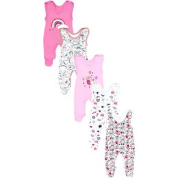 Strampler TUPTAM "Strampler Baby Strampler mit Aufdruck Spruch 5er Pack", M&auml;dchen, Gr. 50, N-Gr, rosa (eule comic safaritiere rosa), Obermaterial: 100% Baumwolle CO., Overalls