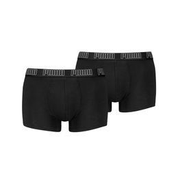 Trunk Puma "Puma MEN EVERYDAY TRUNKS 2P", Herren, Gr. L, schwarz, Jersey, Obermaterial: 95% Baumwolle, 5% Elasthan, eng, Unterhosen, mit kontrastfarbigem Webbund