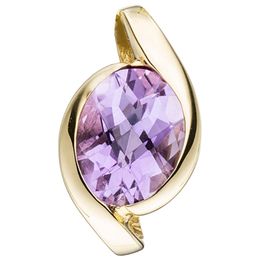 Kettenanh&auml;nger Jobo "Anh&auml;nger 16 mm mit Amethyst", gold (lila, lila), Schmuckanh&auml;nger, Damen, Gelbgold 333, Kettenanh&auml;nger, 8 Karat 333 Gold