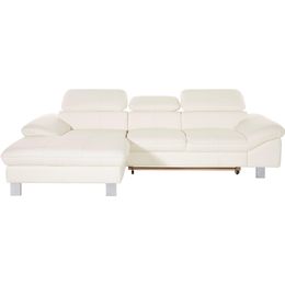 Ecksofa COTTA "Driver L-Form, B: 268 cm", wei&szlig; (altwei&szlig;), B:268cm H:73cm T:169cm, LEDER BEEFY (ein abgedecktes Spalt-Rindsleder) im Sitz und R&uuml;cken (Korpus in Kunstleder);Luxus-Kunstleder;Kunstleder SOFTLUX;Leder Pampas (echtes Rindsleder), R&uuml;ckseite mit schwarzem Spannstoff bezogen, Sofas, Ecksofa, Kopfteilverstellung, optional Bettfunktion & Bettkasten