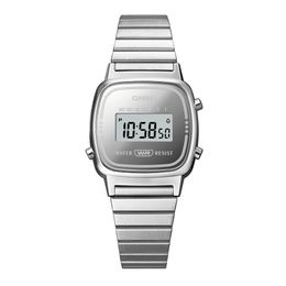 Chronograph CASIO VINTAGE, silber (edelstahlfarben), Armbanduhren, Damen, Chronograph, Quarzuhr, Armbanduhr, Damenuhr, Edelstahlarmband, digital