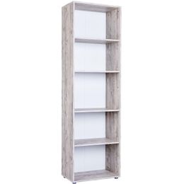Standregal OTTO HOME "Standregal &raquo;Riekke&laquo;", wei&szlig; (eiche, sand, nachbildung, wei&szlig;), B:58cm H:188cm T:29cm, Holzwerkstoff, Regale, Standregal, Standregal, 5 offene F&auml;cher,2 Einlegeb&ouml;den 3-fach h&ouml;henverstellbar