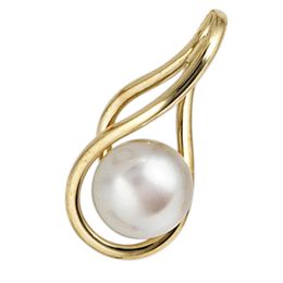 Perlenanh&auml;nger Jobo "Anh&auml;nger mit Perle 18 mm", gelb (gelbgold 585), Schmuckanh&auml;nger, Damen, Gelbgold 585 Perlen, Gelbgold 585, Perlen, 14 Karat 585 Gold mit einer S&uuml;&szlig;wasser-Zuchtperle