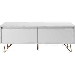 Lowboard Salesfever "Bolton - TV-Kommode in schlichter Eleganz", wei&szlig; (wei&szlig;, gold), B:120cm H:45cm T:40cm, MDF, Metall, Sideboards, Lowboard, Kommode mit Klappend&auml;mpfe, Hairpin Beinen