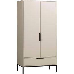 Mehrzweckschrank Woood "Adam FSC-Kiefernholz mit Metallgestell H 200 x B 100 x T 53 cm", staub, B:100cm H:200cm T:53cm, FSC-zertifizierter Holzwerkstoff, Schr&auml;nke, Mehrzweckschrank, Tragkraft 15 kg pro Boden, Kleiderstange 10 kg, Einfach zu montierbar