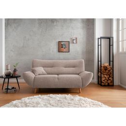 2-Sitzer Home Affaire "Drago, komfortable Wellenunterfederung, Breite 173cm, bodenfrei", beige, B:173cm H:81cm T:90cm, 100% Polyester, Sofas, frei im Raum stellbar, inkl. 1 Zierkissen