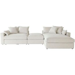 Ecksofa OTTO HOME "Cosy Lounge U-Form, Breite 351 cm", beige (creme), B:351cm T:198cm, 100% Polyester, Sofas, Ecksofa, Mega-Sofa mit Cordstoff bezogen, mit Federkern & 5 Zierkissen